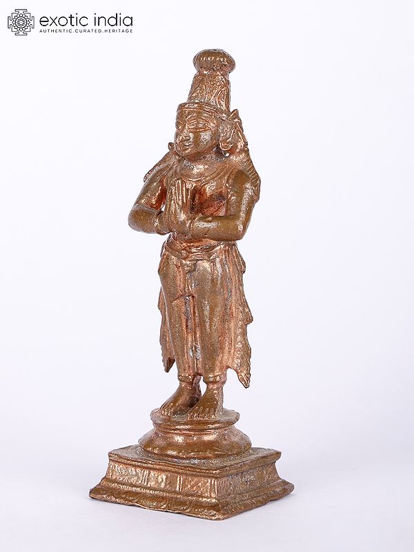 3" Small Standing Garuda Copper Statue in Namaskar Mudra | Exotic India Art