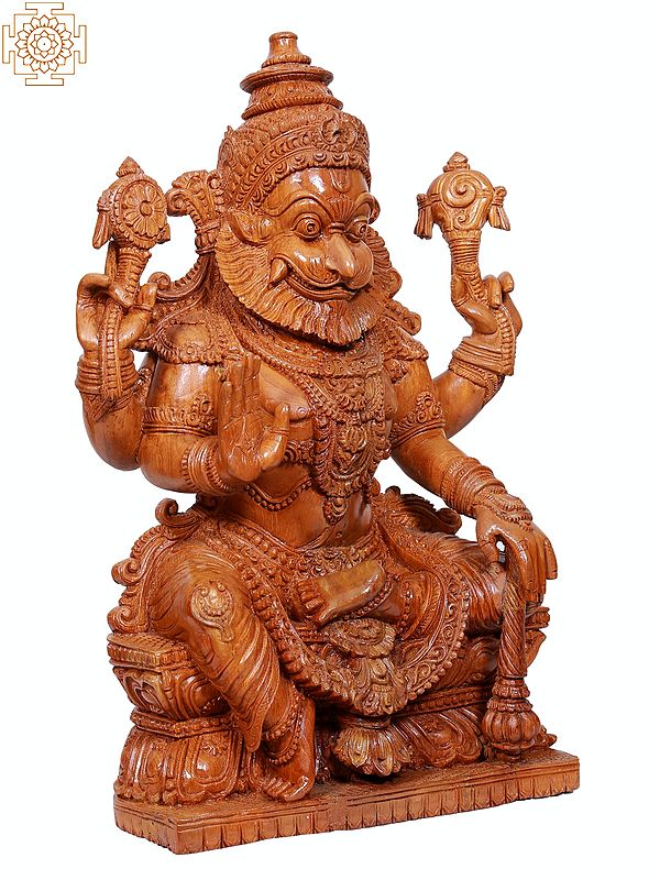 21" Superfine Wooden Lord Narasimha Statue - Avatars of Vishnu | Exotic ...