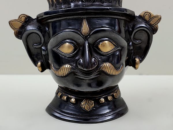 9" Brass Shiva Parvati Face Statue | Exotic India Art