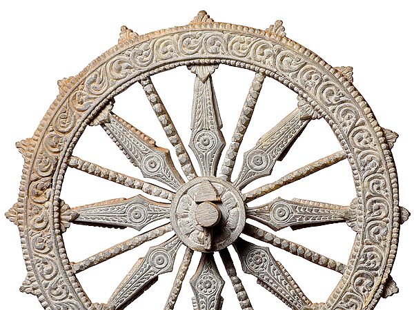 9" Green Stone Curving Konark Chakra | Exotic India Art