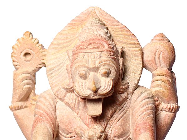 4" Small Size God Narasimha Idol in Yoga Mudra | Pink Stone Sculpture ...