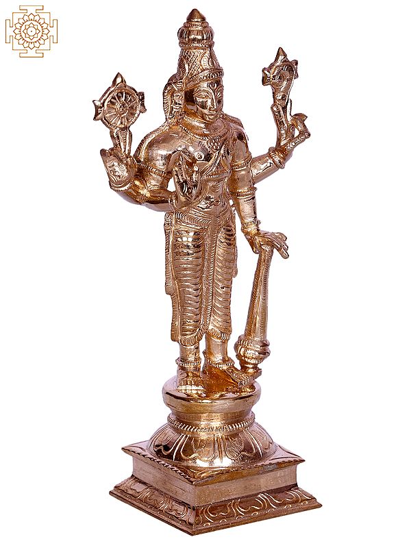6" Hindu Tamil Deity Perumal (Vishnu) Bronze Sculpture | Exotic India Art
