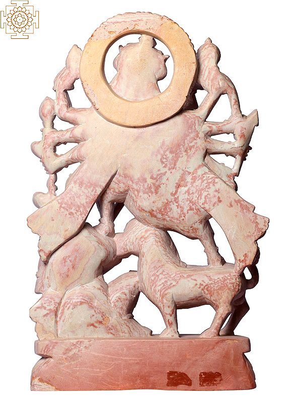 15" Goddess Durga Stone Statue Killing Demon Mahishasura | Exotic India Art