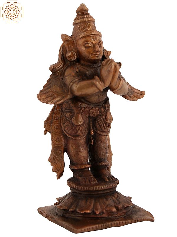 4" Small Hindu Holy Bird Garuda Copper Statue | Exotic India Art