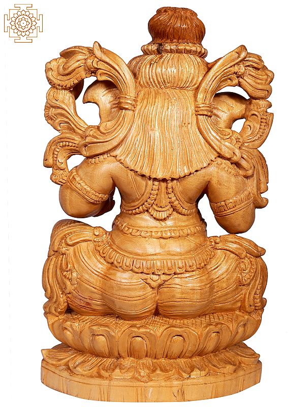12" Bal Ganesha Idol Seated on Pedestal | White Wood Statue | Exotic ...