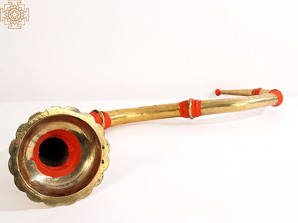 7" Indian Musical Instrument Narsinga in Brass | Exotic India Art