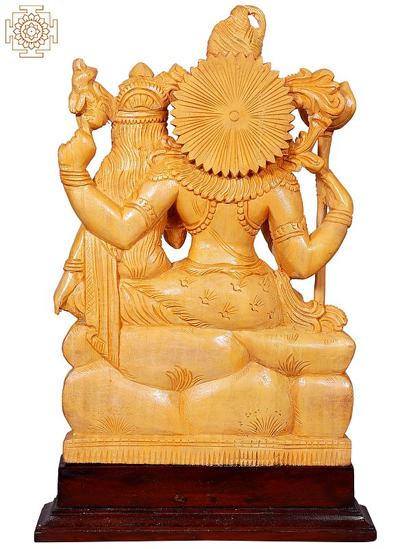 16" Lord Shiva with Parvati Seated on Throne | Wooden Statue | Exotic ...