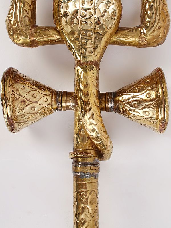 Lord Shiva Trishul with damru and snake brass | Exotic India Art
