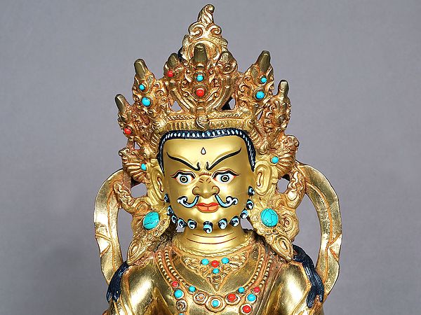 13" Lord Kubera - The God of Wealth Seated on a Pedestal | Exotic India Art
