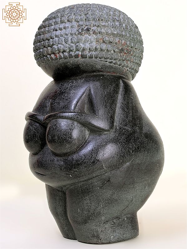 5" The Venus of Willendorf | Black Stone Statue | Exotic India Art