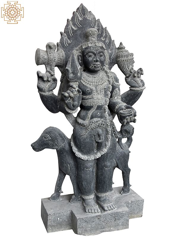 33'' Large Hindu God Bhairava (Shiva Avatar) With Vahana | Granite ...