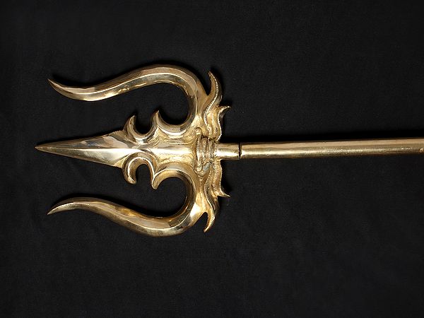 Large Hindu Trident (Trishul) | Brass | Exotic India Art