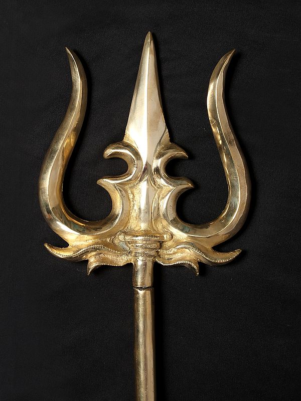 Large Hindu Trident (Trishul) | Brass | Exotic India Art