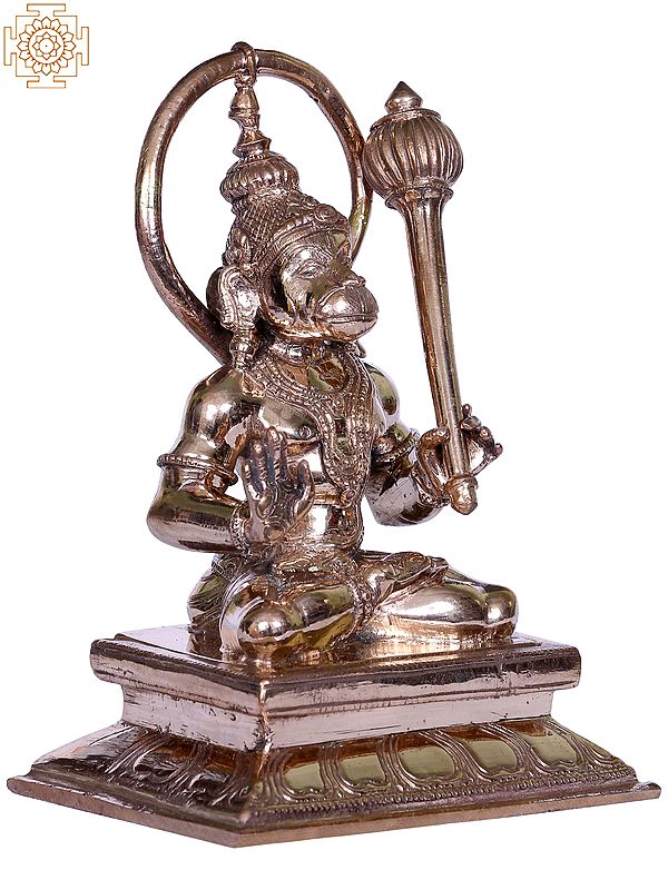 5" Small Bronze Sitting Sankat Mochan Lord Hanuman Statue | Exotic ...