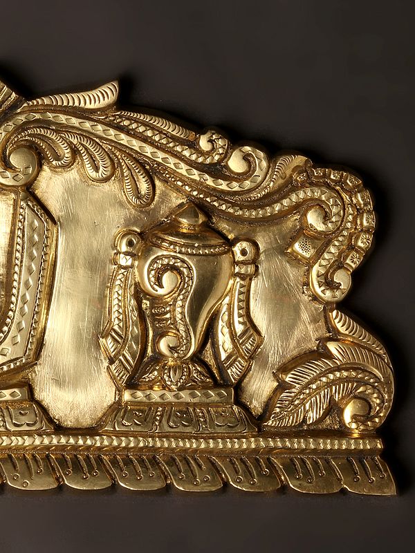 10'' Three Vaishnava Symbol Wall Hanging in Brass | Exotic India Art