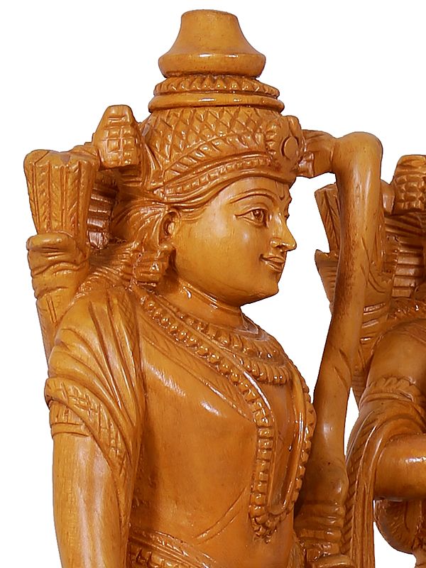 21" Shri Rama Darbar | White Wood Statue | Exotic India Art