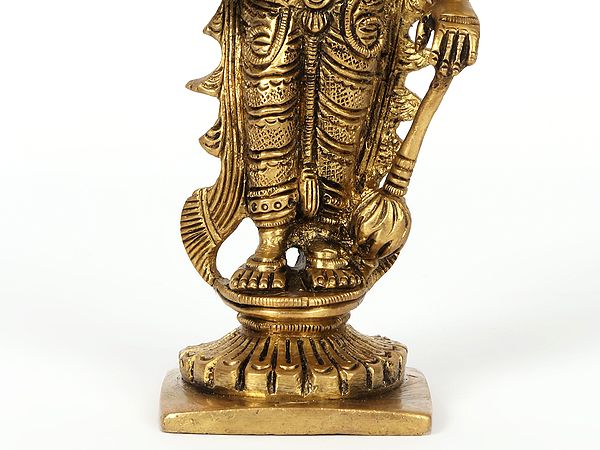 6'' Standing Lord Perumal (Vishnu) With Mace | Brass | Exotic India Art