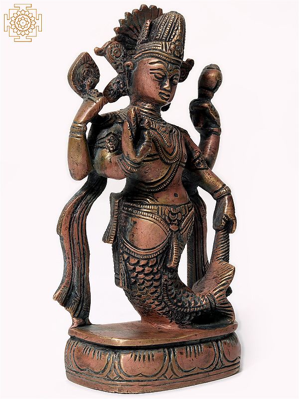 5" Small Matsya Avatara of Lord Vishnu | Brass Statue | Exotic India Art