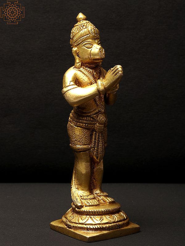 4" Small Standing Lord Hanuman Brass Statue in Namaskar Mudra | Exotic ...