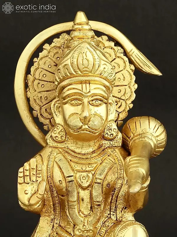 6" Lord Hanuman Blessing Figurine in Brass | Exotic India Art