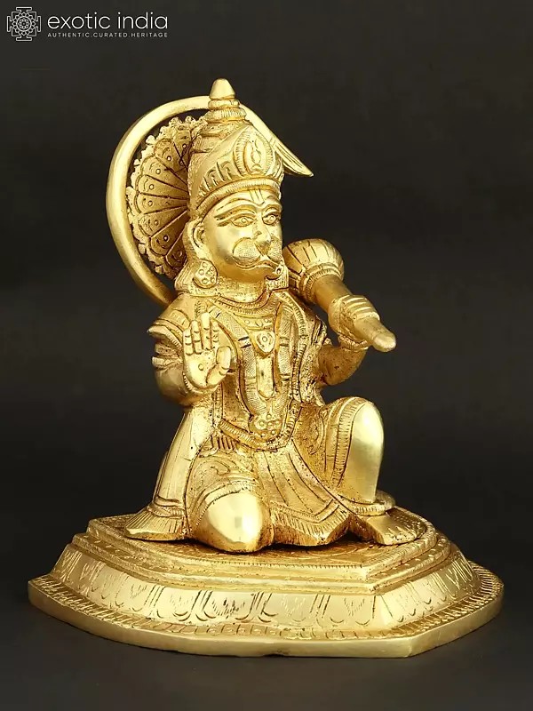 6" Lord Hanuman Blessing Figurine in Brass | Exotic India Art