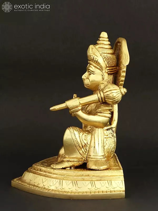 6" Lord Hanuman Blessing Figurine in Brass | Exotic India Art