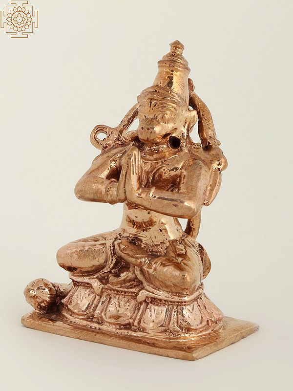 3" Sitting Sankat Mochan Hanuman Bronze Statue in Namaskar Mudra ...