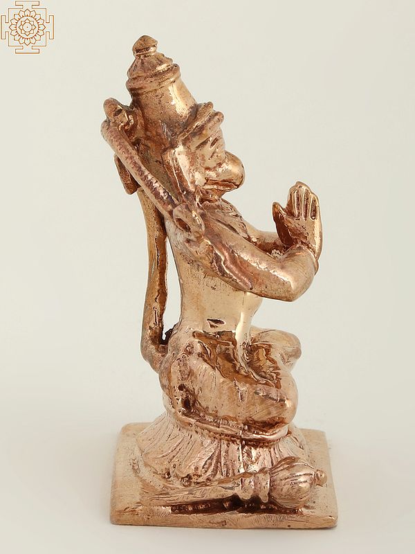 3" Sitting Sankat Mochan Hanuman Bronze Statue in Namaskar Mudra ...