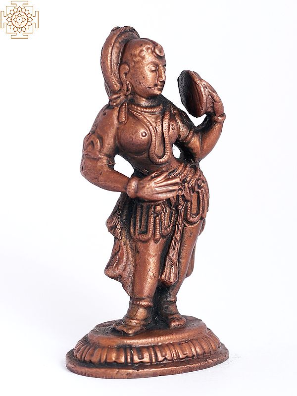 3" Small Copper Apsara Statue (Inspired by Khajuraho) | Exotic India Art