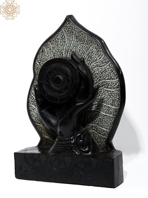 15" Dharmachakra In Buddha Hand | Modern Art Statues | Exotic India Art