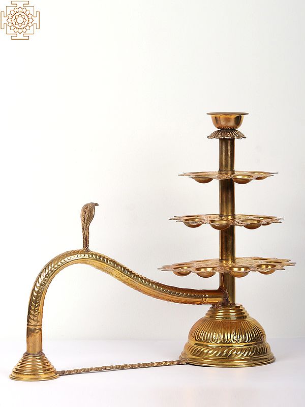 Handheld Multi Wick Aarti Lamp in Brass | Exotic India Art