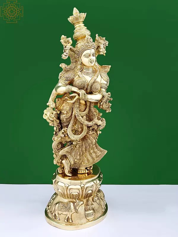 29" Brass Radha Rani Statue | Handmade | Exotic India Art