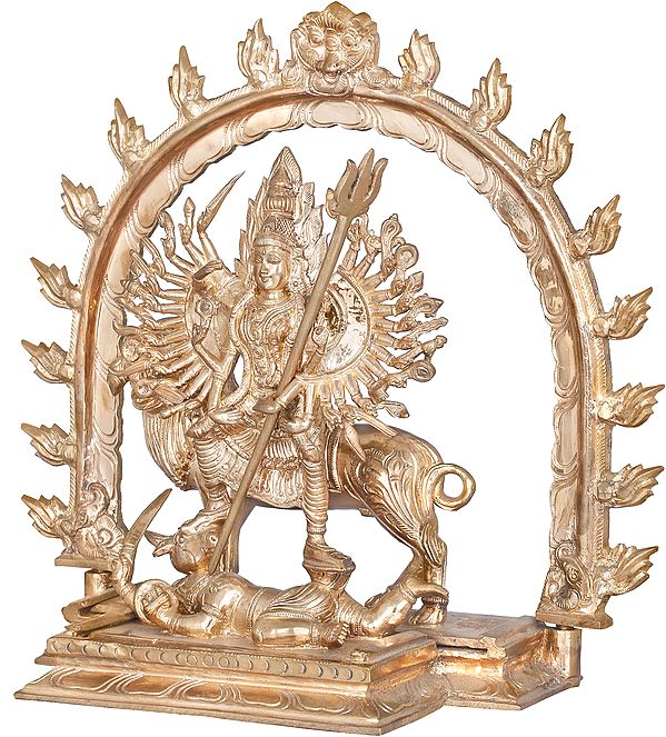 Thirty Two Armed Goddess Durga Killing The Demon Mahishasura | Exotic ...