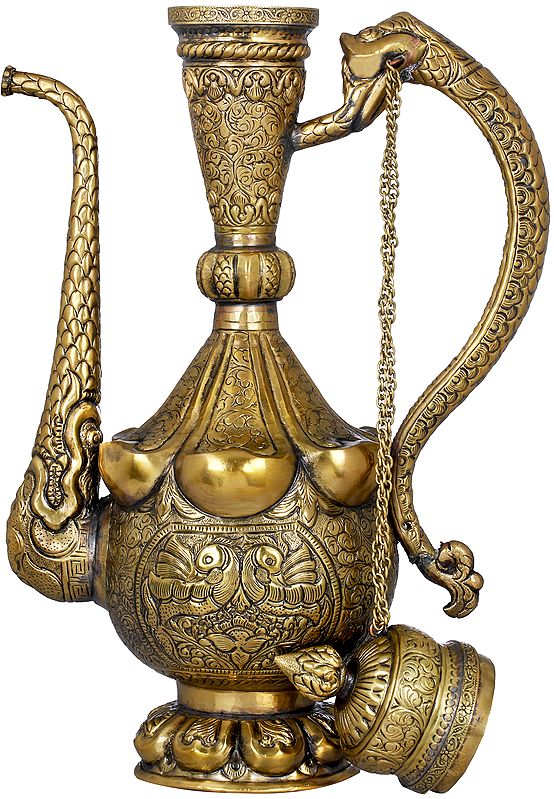 Engraved Handmade Surahi From South India | Exotic India Art