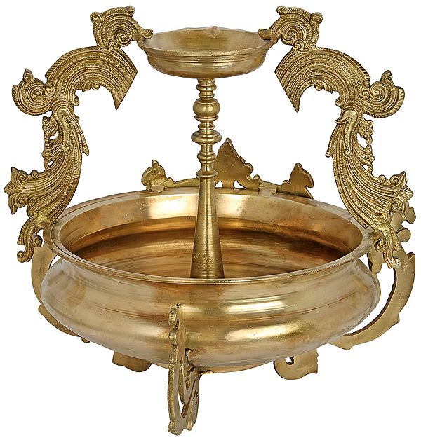 Urli with Wick Lamp (Hoysala Art) | Exotic India Art