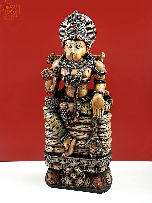 36" Hanuman Sitting on His Tail | Wooden Hanuman | Handmade | Exotic ...