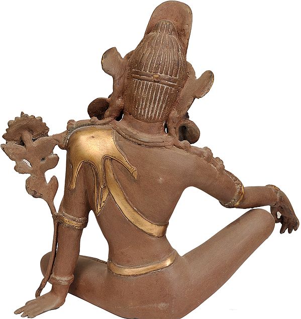 11" Lord Indra In Brass | Handmade | Made In India | Exotic India Art