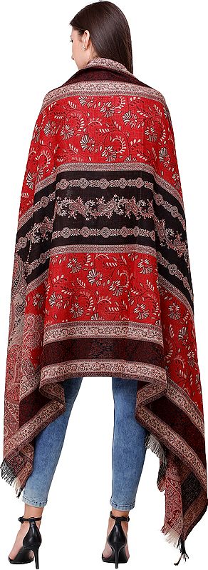 Jester-Red Jamwar Shawl from Amritsar with Woven Paisleys | Exotic ...
