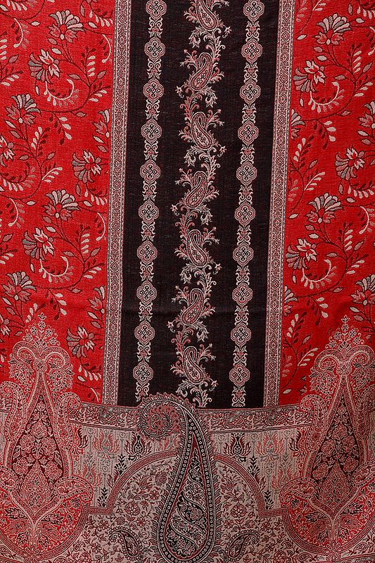 Jester-Red Jamwar Shawl from Amritsar with Woven Paisleys | Exotic ...