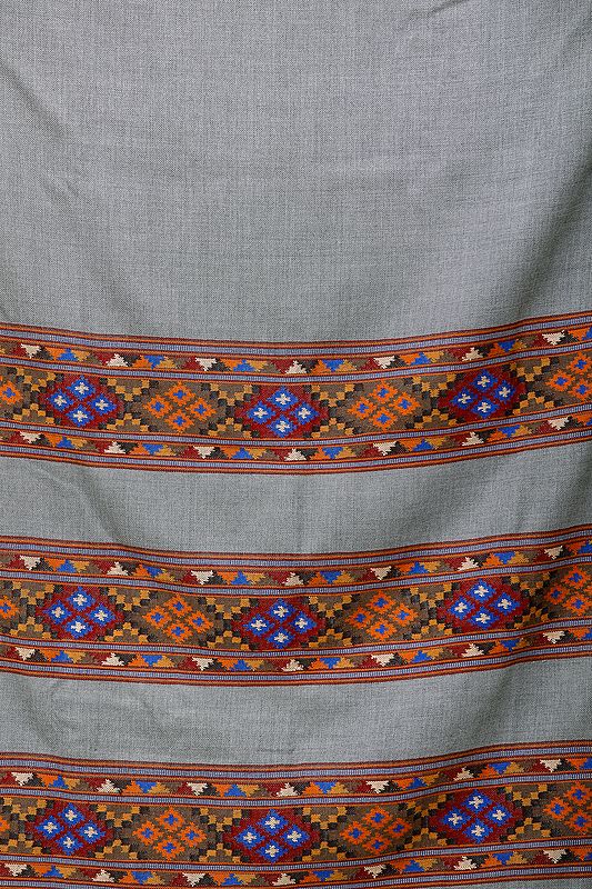 Mirage Handloom Shawl from Kullu with Kinnauri Border and ZigZag Weave ...