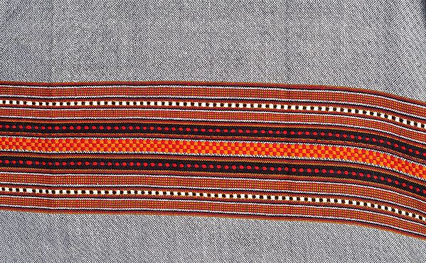 Shawl from Kullu with Thread Weave All-Over and Kinnauri Border ...