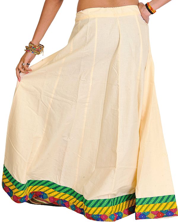 Plain Long Ghagra Skirt from Pilkhuwa with Patch Border