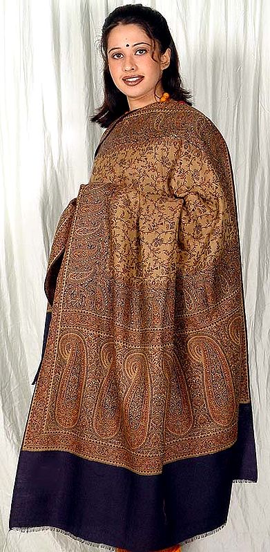 Reversible Jamawar with Creeper Motif | Exotic India Art
