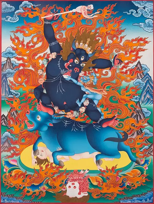 Dharma Raj Yama the king of the law and Lord of Death (Brocadeless ...