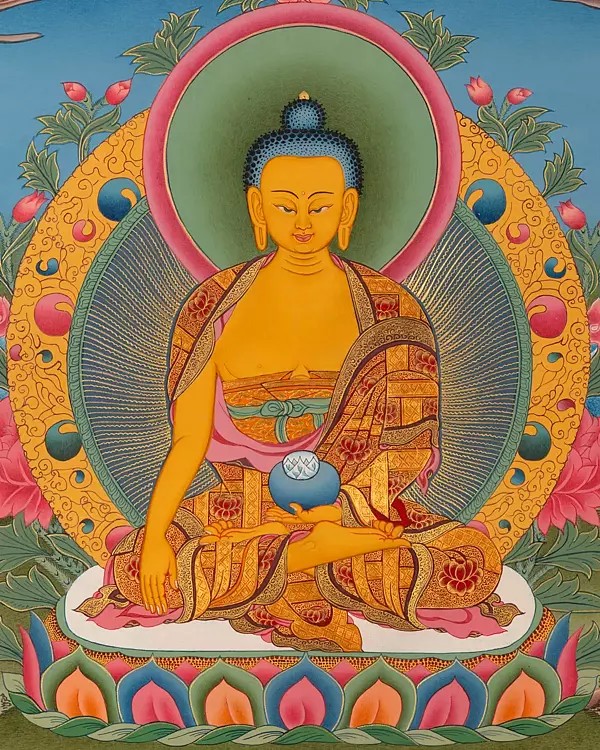 Buddha in Bhumi-Sparsha Mudra Thangka (Brocadeless Thangka) | Exotic ...
