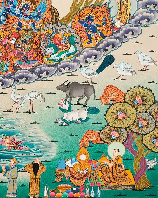 Nyingma Lineage Tree (Brocadeless Thangka) | Exotic India Art