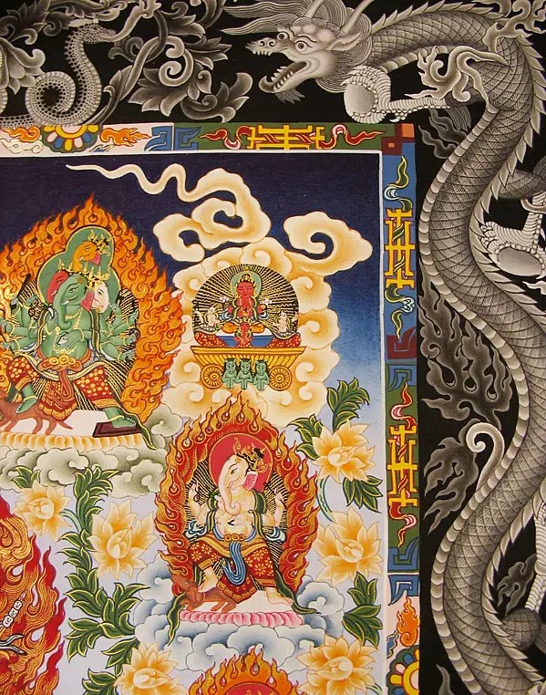 Ganesha Multiple Forms (Brocadeless Thangka) | Exotic India Art